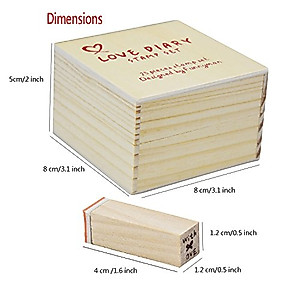 Wooden Rubber Stamps,Youkwer 25 Pcs Mini Cute DIY Diary Stamps Set with Wooden Box （25PCS，Love Diary）