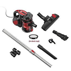 INSE Corded Stick Vacuum Cleaner, 600W Powerful Motor 18000Pa Corded Vacuum Cleaner, 6 in 1 Versatile Corded Vacuum Cleaner for Home Pet Hair Hard Floor - Red