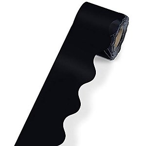 Carson Dellosa Black Bulletin Board Borders, 36 Feet of Scalloped Black Classroom Borders for Bulletin Board, White Board, Cork Board, Locker, Room Decor, Desk Decor, and Classroom Decor