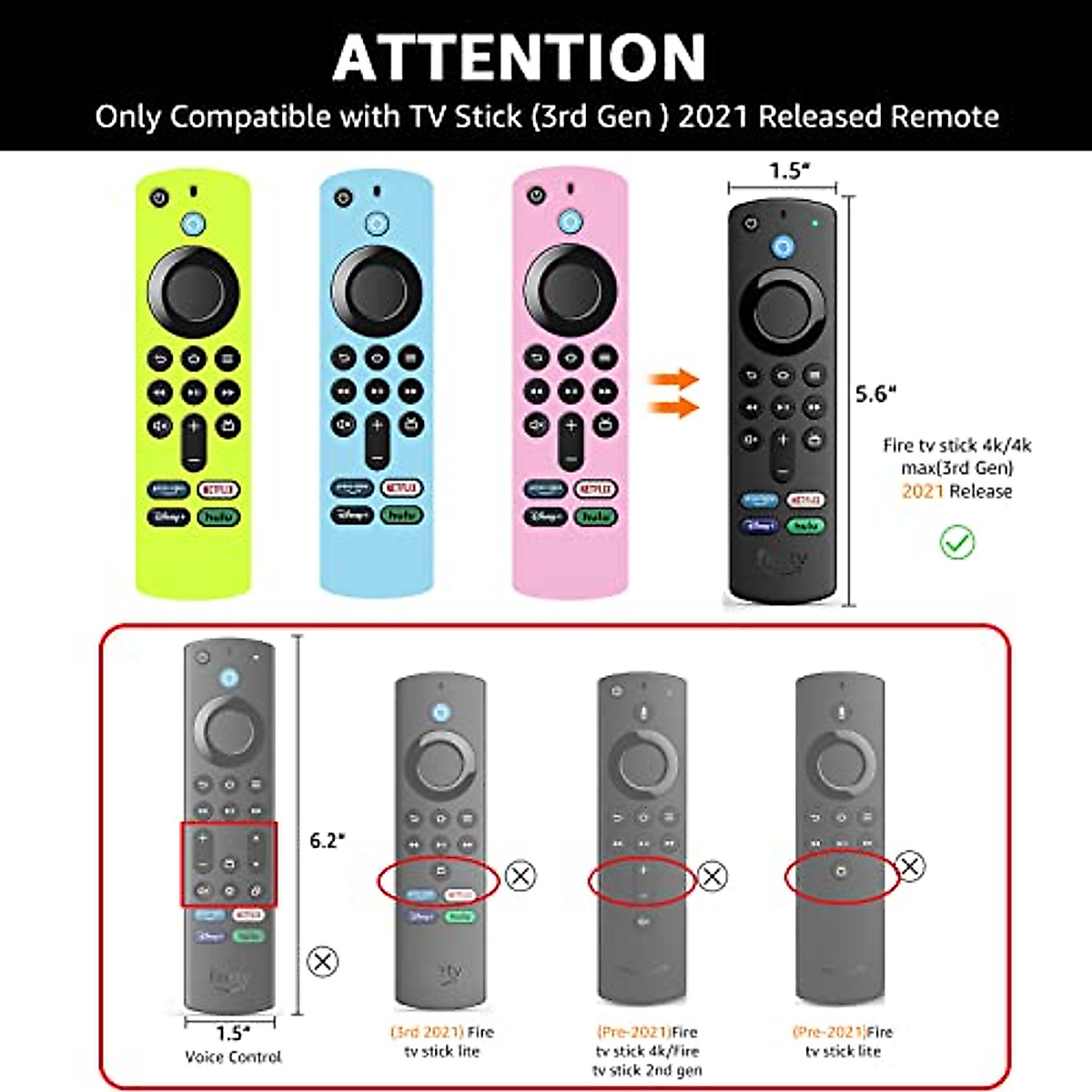 3 Pack Remote Case (Glow Green+Rose+Sky Blue)