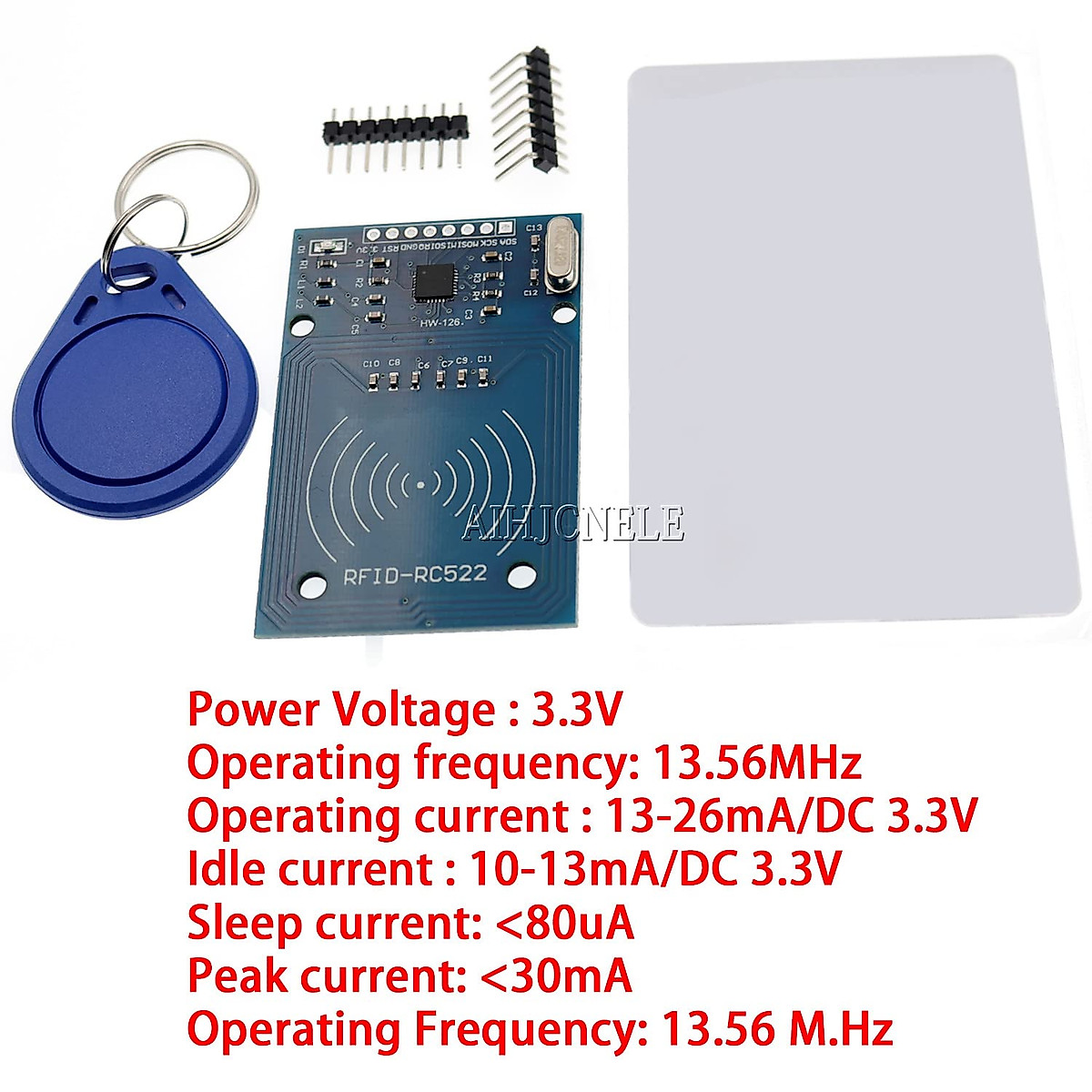 AIHJCNELE 2pcs RFID Kit Mifare RC522 Module IC Card Reader Read Proximity Sensor with S50 Blank Card Key Ring Dupont Cable for Arduino Raspberry MFRC-522 Automatic Door Module Access Cntrol Switch