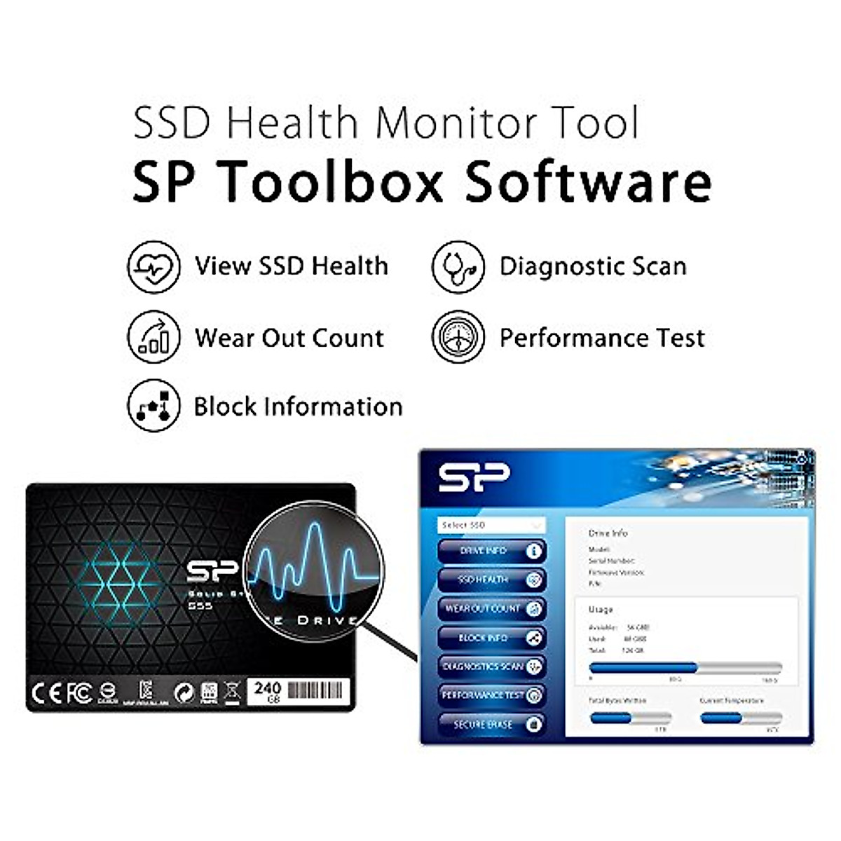 Silicon Power 240GB SSD 3D NAND S55 TLC 7mm (0.28") Internal Solid State Drive (SP240GBSS3S55S25AE)