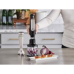Braun MultiQuick MQ7077 4-in-1 Immersion Hand, Powerful 500W Stainless Steel Stick Blender, Variable Speed + 6-Cup Food Processor, Whisk, Beaker, Masher, Faster Blend