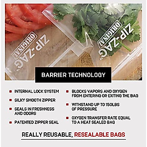 Zip-Zag BLACK 10 Half Pound Bags - Airtight Bags, Resealable, Reusable, Anti-Puncture, Washable, Food Safe, Treated for no Static, for Dry Herbs and Spices