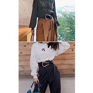 Block Garden Women PU Leather Waist Belt Double Strap Tie Wrap Cinch Belt, 01 Black