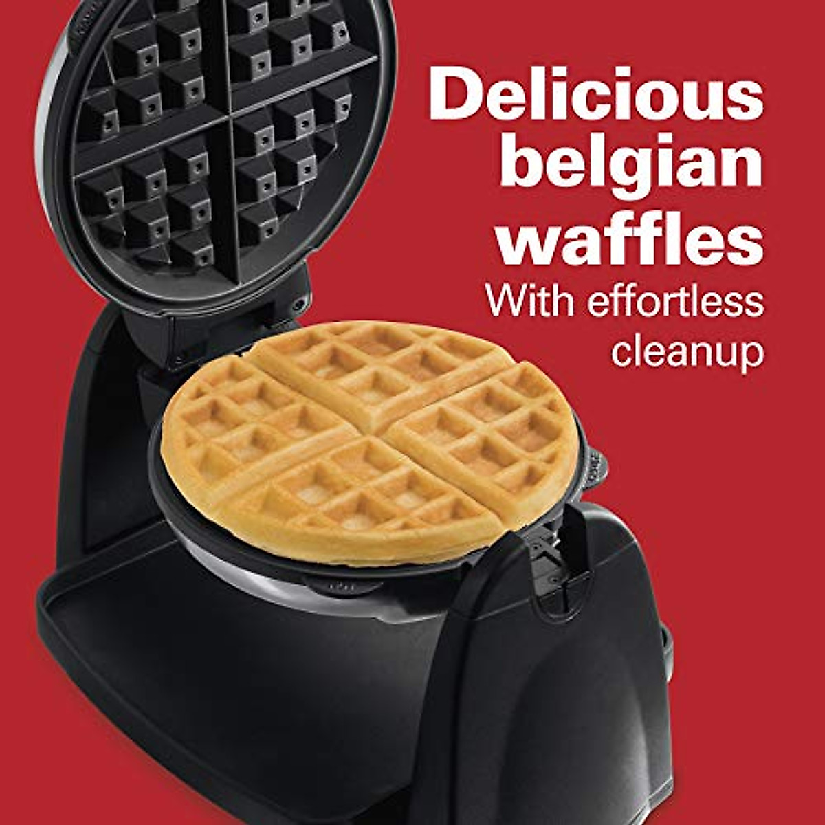 Hamilton Beach Flip Belgian Waffle Maker with Non-Stick Removable Plates, Browning Control, Drip Tray, Stainless Steel (26030)