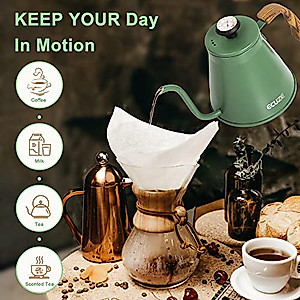 ECUZE Gooseneck Kettle With Thermometer for Stove Top, 40oz Coffee Kettle, Premium Food Grade Stainless Steel, Works On Stove And Any Heat Source, Pour Over Kettle for Tea and Coffee (blackish green)
