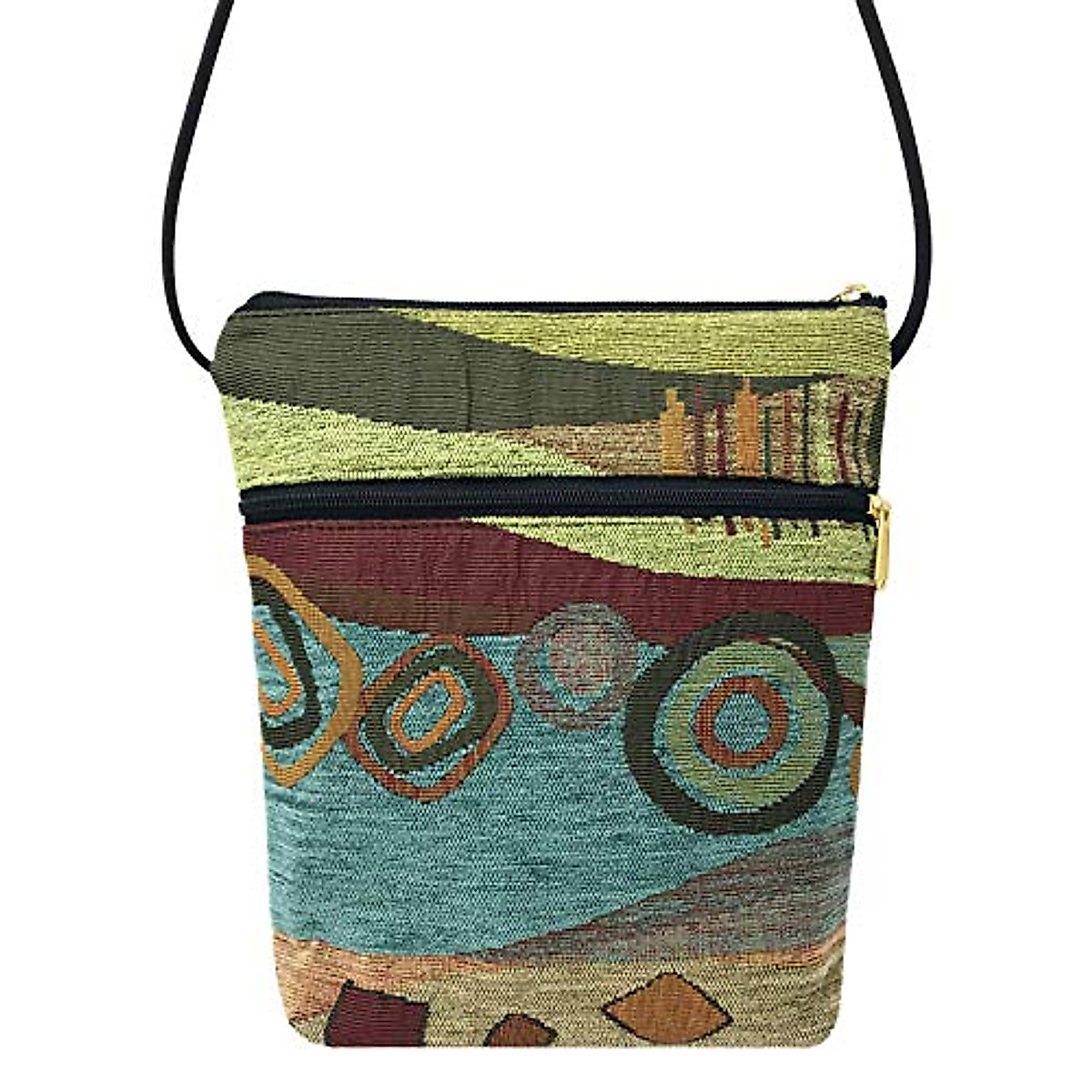 Danny K. Women's Tapestry Bella Purse Crossbody Handbag, Adjustable Cord, Handmade in USA (Wild Mango)