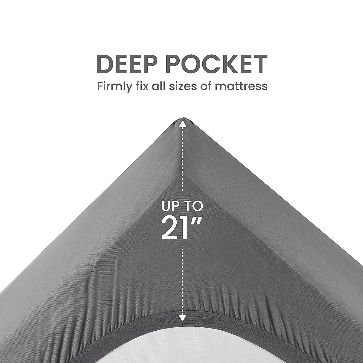 SLEEP ZONE Cooling Twin Mattress Topper for Single Bed, Premium Zoned Cool Mattress Pad Cover, Padded Mattress Protector Breathable Washable, Deep Pocket 8-21" (Grey, Twin, 39 x 75)