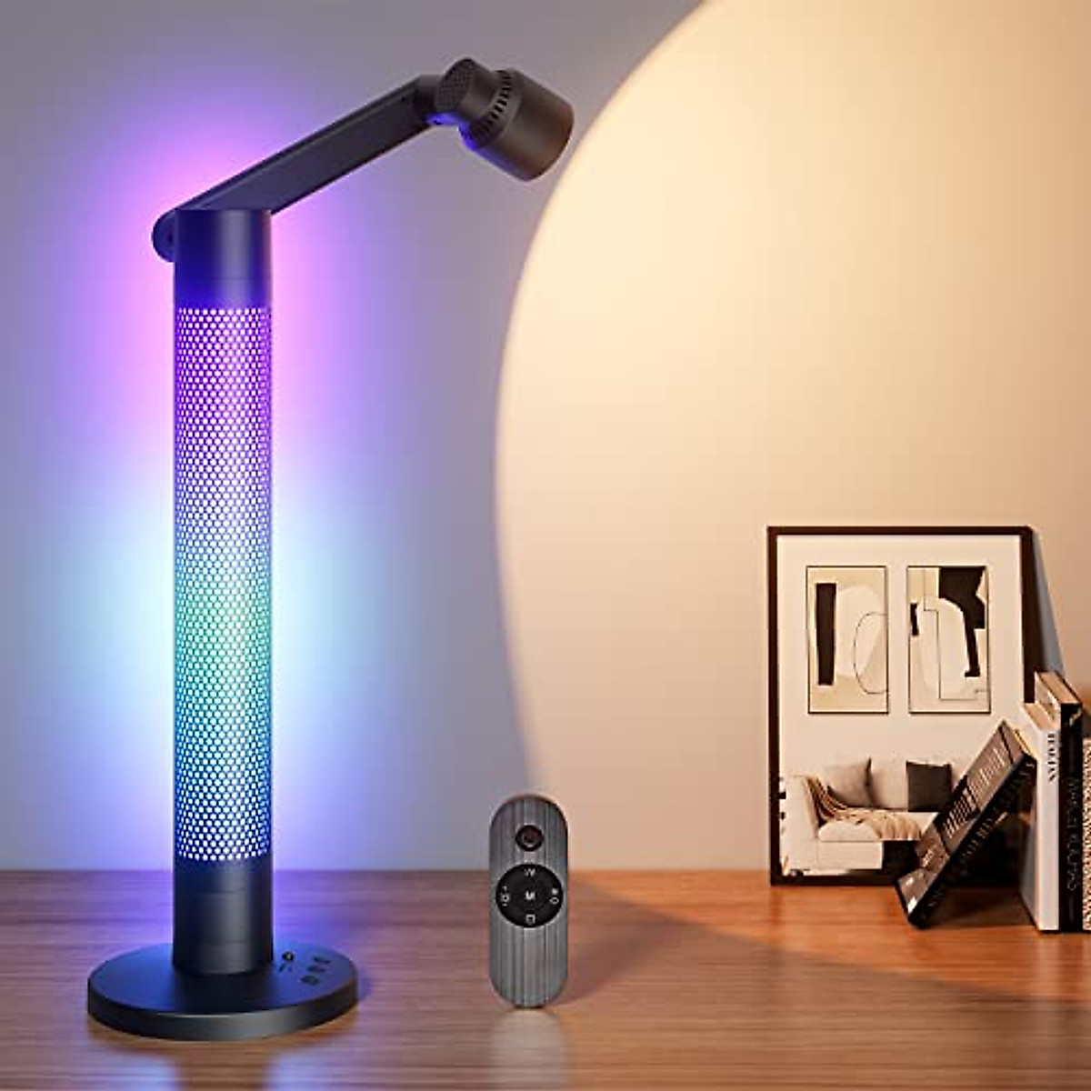 HCYHNB LED Desk/Task Lamp for Home Office, 600LM Eye-Caring Reading Light, 360°Rotatable Swing Arms, Dimmable Table Lamp with Atmosphere Lighting for Desk Bedside