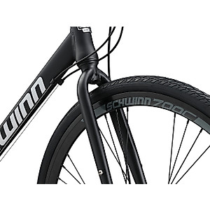 Schwinn Volare 1500 Flat Bar Hybrid Sports Road Bike, Men and Women, 24-Speed, 700c Wheels, 20-Inch Aluminum Frame, Mechanical Disc Brakes, Blue/Black