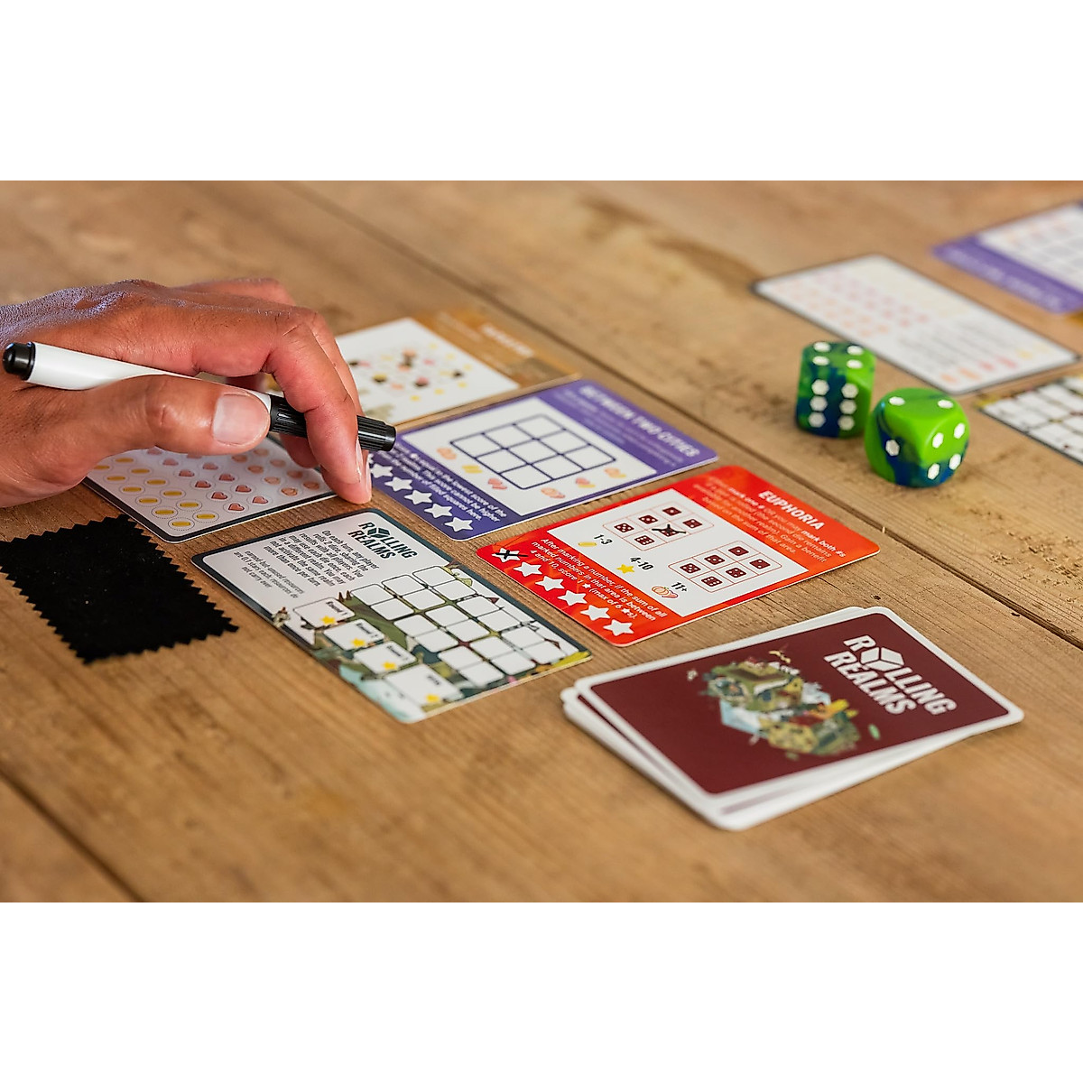 Stonemaier Games: Rolling Realms | A Light Strategic Roll-and-Write Game for Families and Adults | 1-6 Players, 30 Mins, Ages 14+