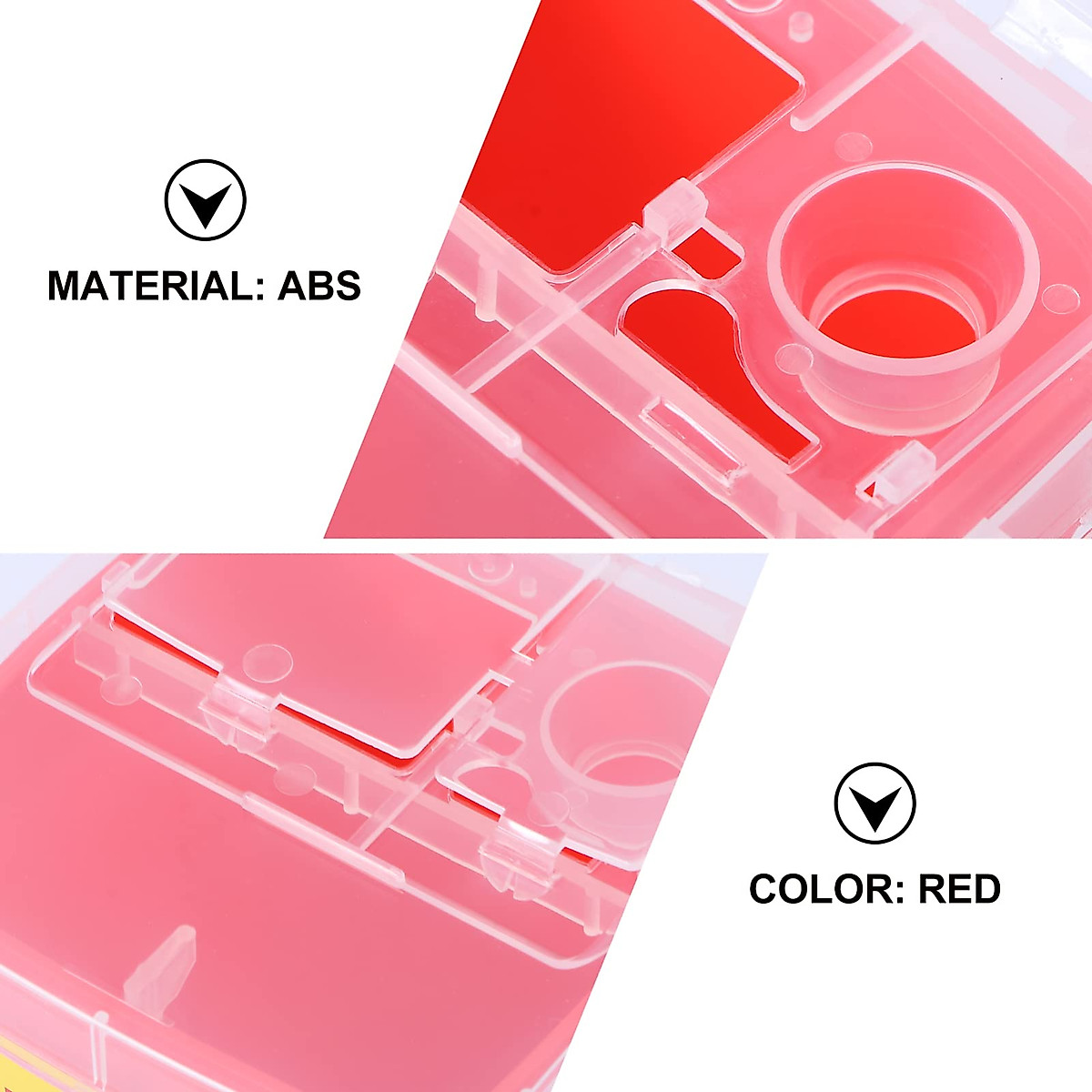 Lurrose Razor Blade Bank Safe Razor Blades Dispenser Case Plastic Blades Box Disposal Collect Box Blades Waste Bucket Blades Holder for Barbershop Salon Use Red