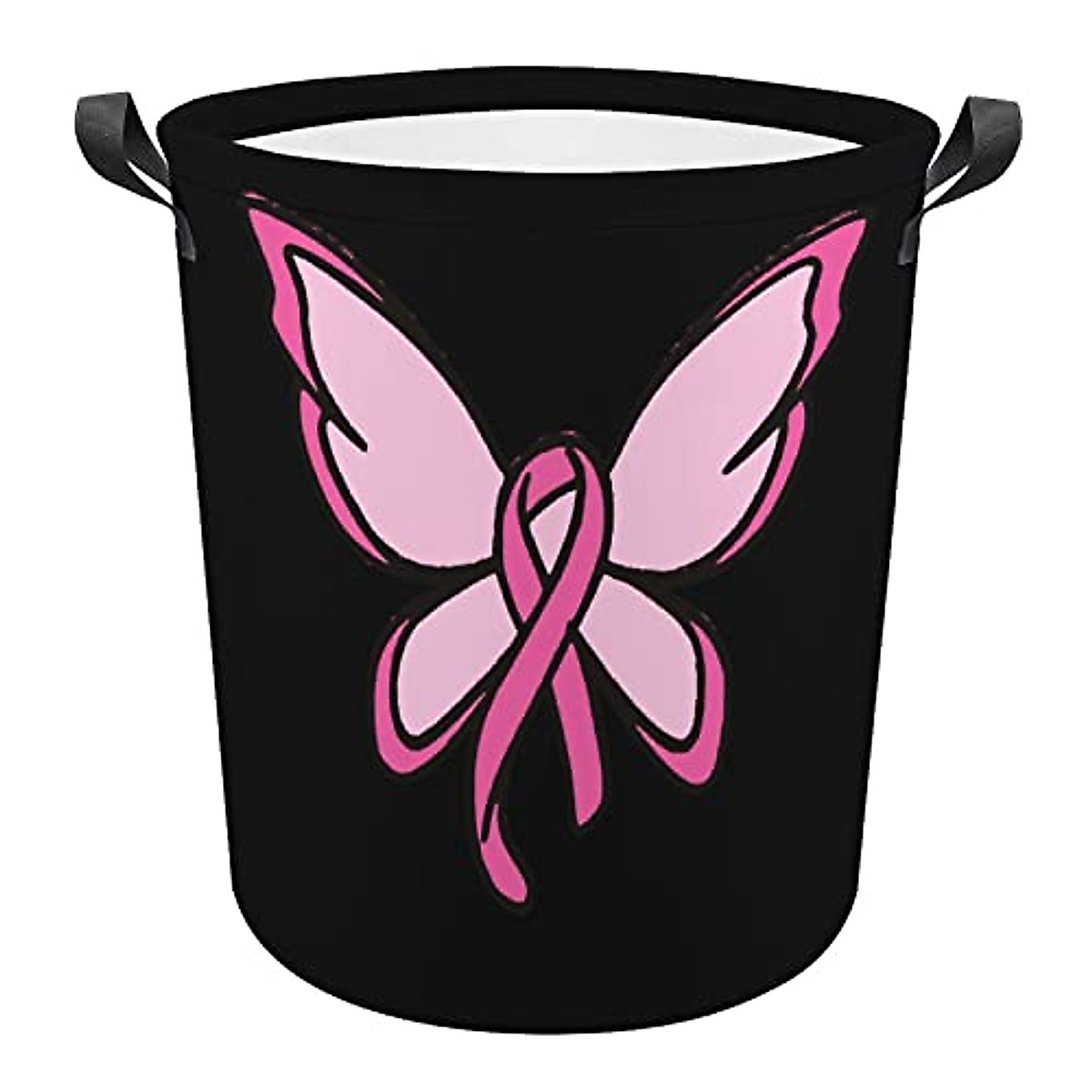 Breast Cancer Ribbon Butterfly Large Laundry Basket Waterproof Laundry Hamper Collapsible Storage Basket Toy Organizer