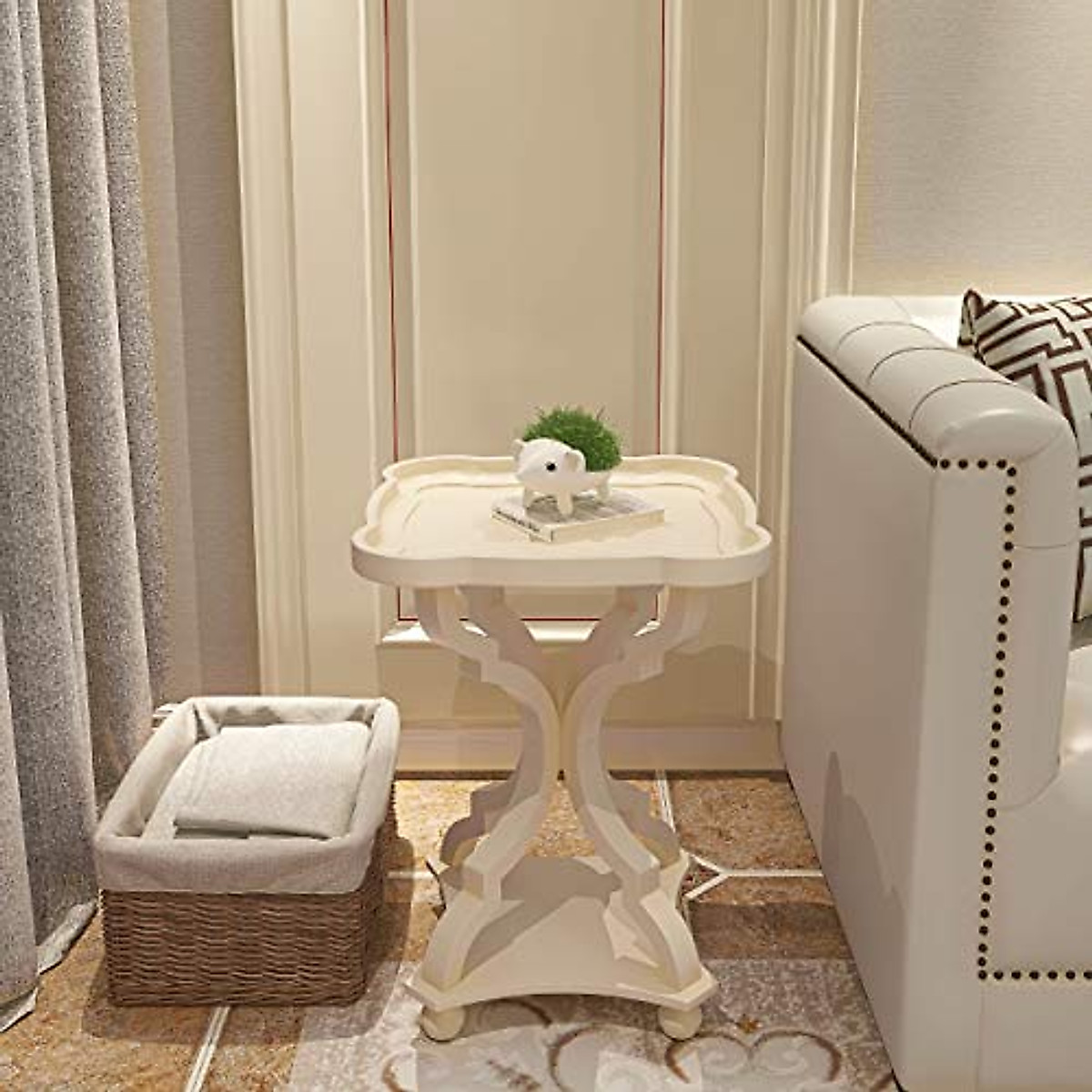 COZAYH Rustic Farmhouse Cottagecore Accent End Table X 2, Natural Tray Top Side Table Nightstand for Family, Dinning or Living Room, Handcrafted Finish, Modern, 19" L x 19" W x 25" H