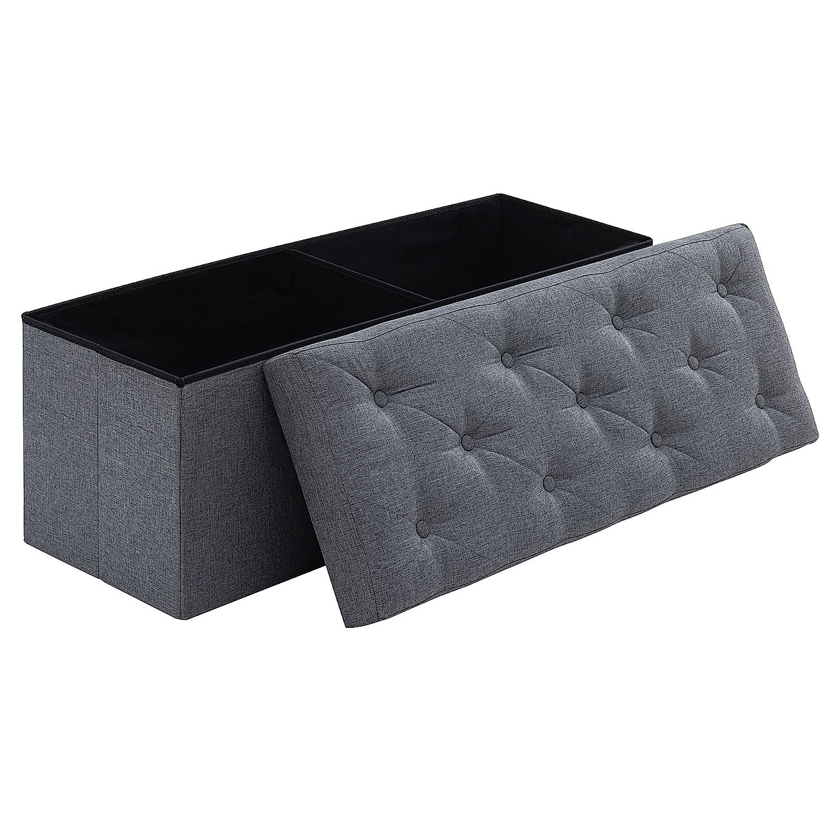 BRIAN & DANY 43 inch Ottoman with Storage, Linen Storage Ottoman Bench, Folding Ottoman Storage for Bedroom and Living Room - Gray