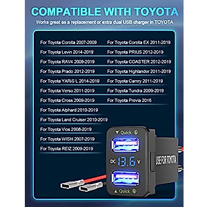 Carrkoopy for Toyota Quick Charge 3.0 USB Port Charger Socket, Car Charger Accessories, Compatible with Mobile Phones, Tablet, GPS, Digital Cameras, PDAs and Other USB Accessories (1.3 * 0.88inch)
