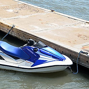 Obcursco Bungee Dock Line, Jet Ski Dock Line with Double 316 Stainless Steel Clips, Boat Snubber Docking Rope for PWC, Boat Accessories for Waverunner, Seadoo, Kayak, 2 Pack 4-5.5ft Yellow & Blue