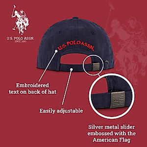 U.S. Polo Assn. mens U.s. Polo Assn. Washed Twill Cotton Adjustable Hat With Pony Logo and Curved Brim Baseball Cap, Navy Blue, One Size US
