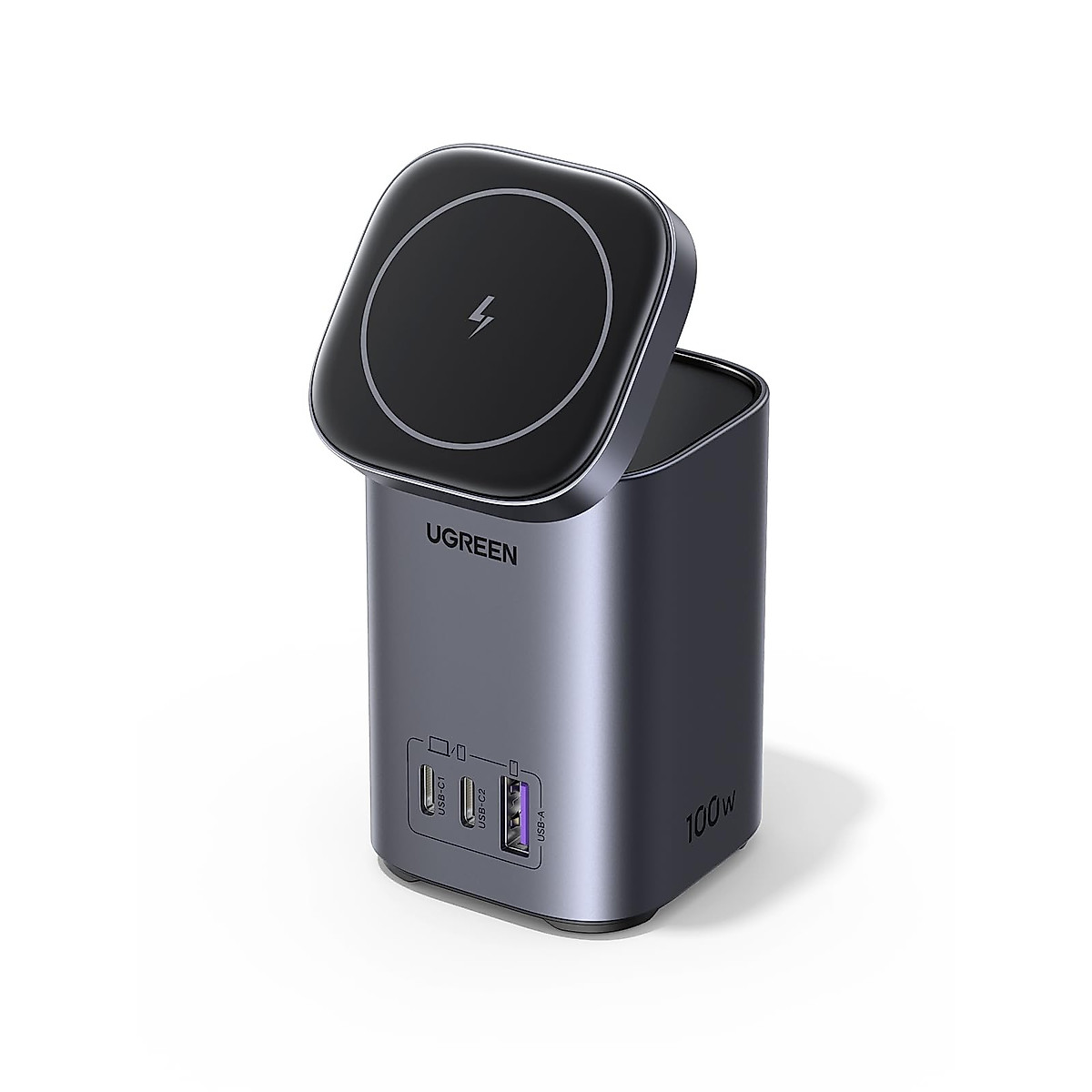 UGREEN MagSafe Charger Stand, Nexode 100W USB C Charger 4 in 1 with 15W MagSafe Wireless Fast Charging Station for iPhone 15 Pro Max/14/13/12, AirPods Pro, MacBook Pro, Galaxy S24