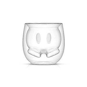 JoyJolt Mickey Pants and Minnie Skirt 3D 7.4oz Double Wall Glass Coffee Cups (2pc). Disney Coffee Mug, Espresso Cups and Tea Cups Collection of Double Wall Glasses and Disney Gifts.