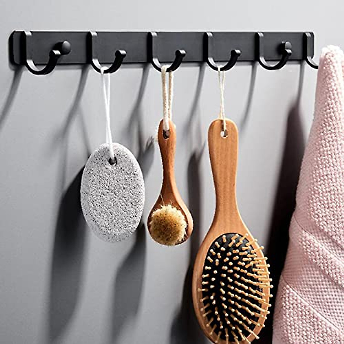 Spotcact Wall Mounted Coat Racks with Hooks Hanging Holder Towel Rack 10.83' x 1.50' Modern Black Hanging for Clothes Entryway Bathroom Bedroom (4 Hooks, Black)