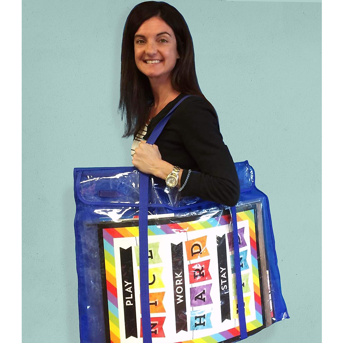 Carson Dellosa Deluxe Bulletin Board Storage Bag Pocket Chart, (24" x 30") Bulletin Board Holder, Large Organizer for Bulletin Boards, Charts, Calendars, Posters, Wall Art, and More