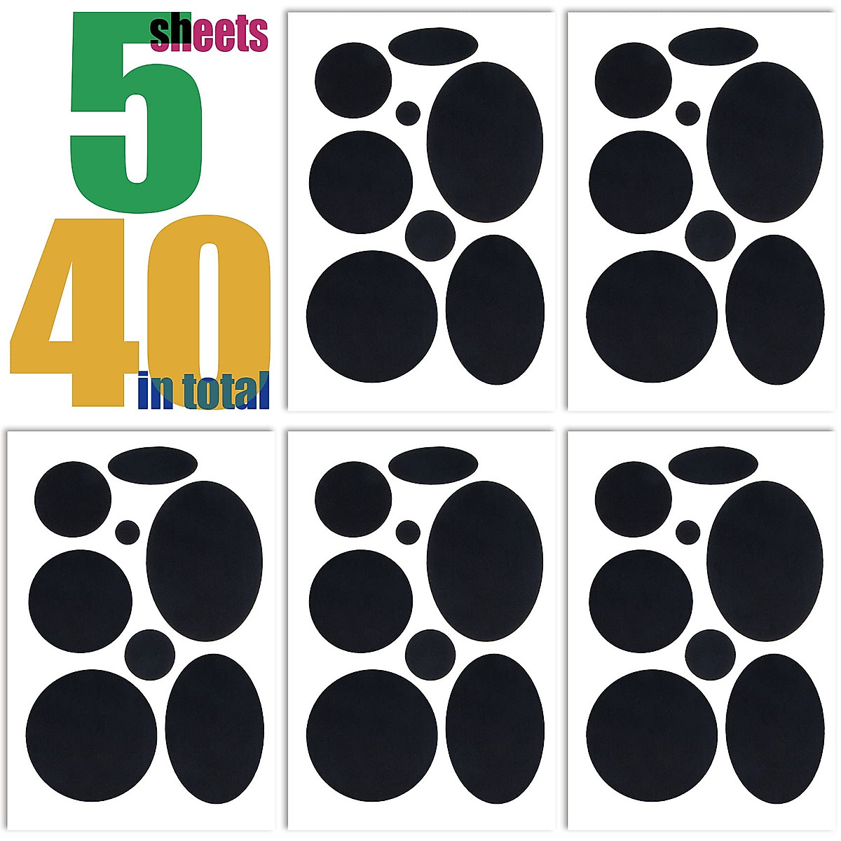 OIIKI Puffer Down Jacket Repair Patch Kit 40pcs, Black Nylon Fabric Repair Patch Self Adhesive Waterproof Stick On Patches Tape for Coat Clothing Tent Sleeping Bags Ski Pants Holes Fixing Round