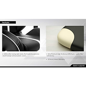 Vertagear S-Line SL4000 Racing Series Gaming Chair - White/Green (Rev. 2)