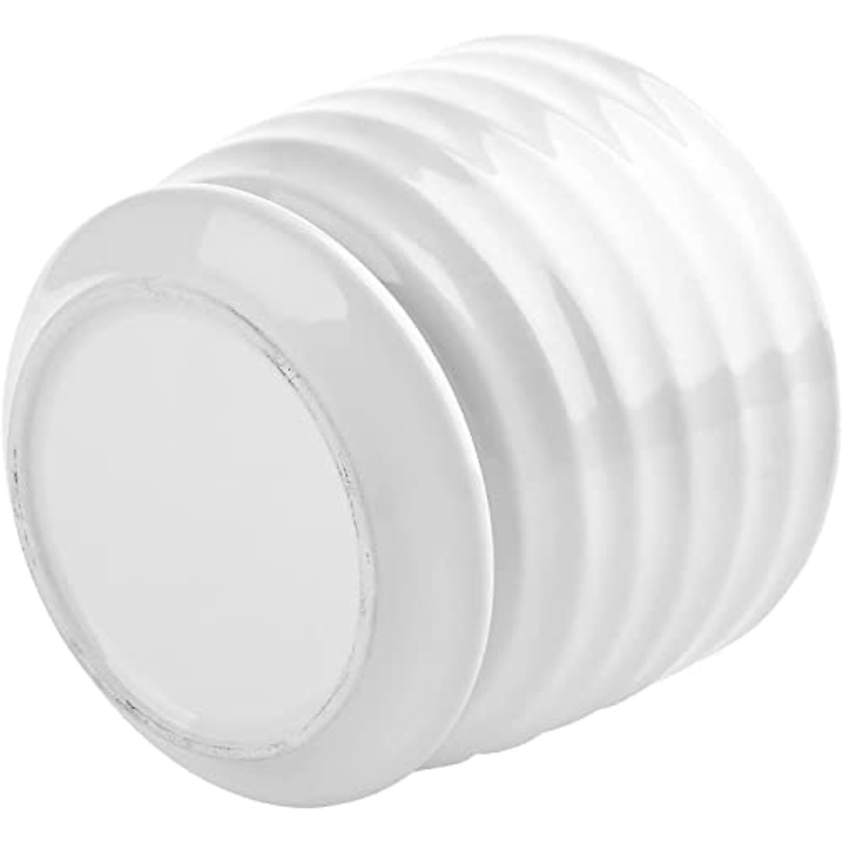 MyGift Modern Ribbed White Ceramic Indoor Plant Pot with Drainage Hole and Attached Saucer, Small Succulent Planter, Set of 3