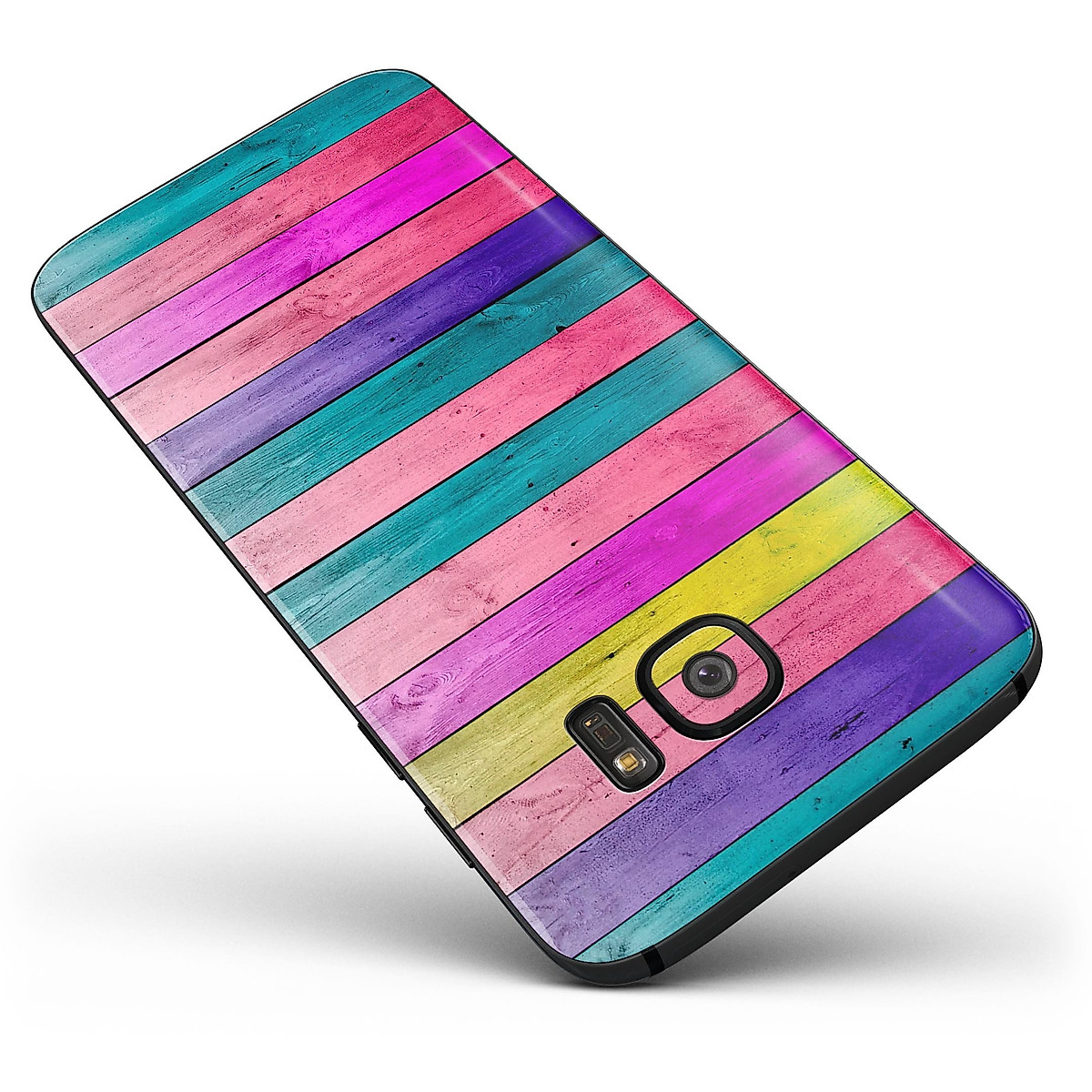 Design Skinz Design Skinz Vibrant Neon Colored Wood Strips Full-Body Wrap Decal Skin-Kit for The Galaxy S7 Edge
