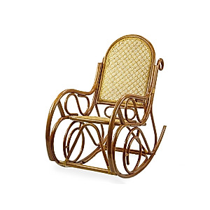Wickerix Milano Rocking Chair, Natural Rattan Wicker Handmade, ECO, Colonial Color