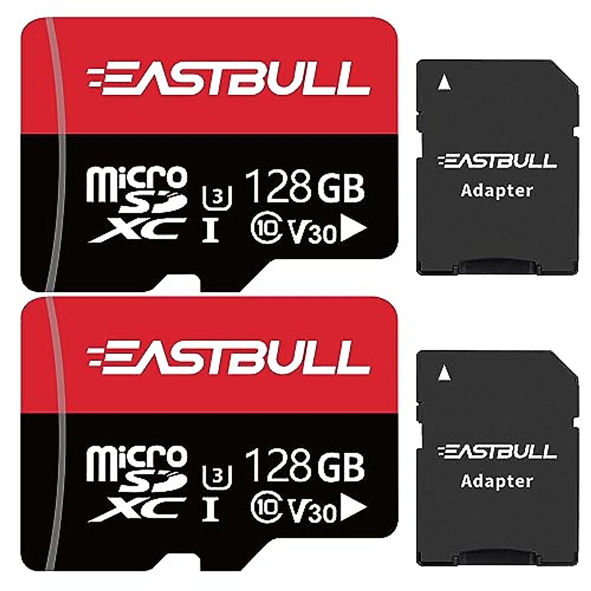 128GB Micro SD Cards 2-Pack, EASTBULL U3 SDXC Mini SD Cards 64 GB U3 SD Cards Pack UHS-I Class 10 V30 95MB/s (2 Pack)