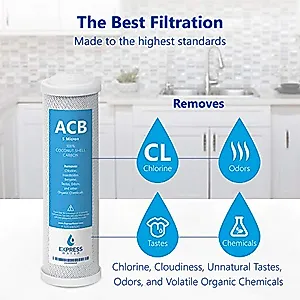 Express Water - FLTCAR0502C – 2 Pack Activated Carbon Block ACB Water Filter Replacement – 5 Micron, 10 inch Filter – Under Sink and Reverse Osmosis System