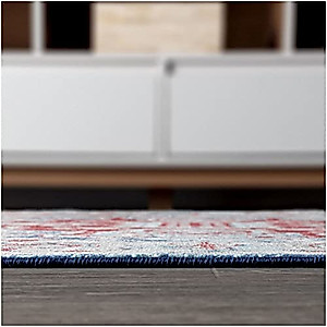 JONATHAN Y Modern Persian Vintage Medallion Red/Navy 3 ft. x 5 ft. Area-Rug Country, Easy -Cleaning, for Bedroom, Kitchen, Living Room, Non Shedding (MDP104A-3)