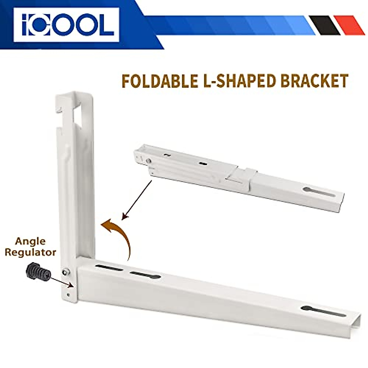 ICOOL Mini Split Wall Mounting Bracket for 9000-36000 BTU Universal Ductless Air Conditioners, Heat Pumps, Compressors & HVAC Systems, Outdoor Heavy Duty Foldable Wall Mount Condenser Bracket
