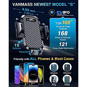 VANMASS Upgraded Car Vent Phone Mount [Patent Steel-Hook] Air Vent Holder Clip Sturdiest Shockproof Universal Mobile Cell Phone Mount Handsfree Stand Cradle for iPhone 14 13 Samsung Galaxy,Black