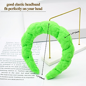 BEGOOD Spa Headband for Washing Face Skincare Headbands Sponge Makeup Headband Terry Towel Cloth Hairband Bubble Head Band puffy Headwear Hair Accessory (Green)
