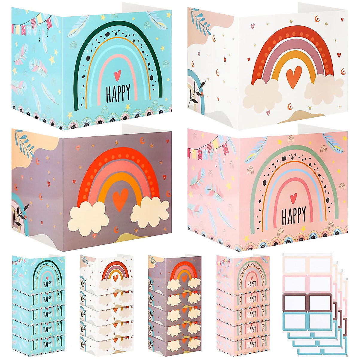 Crtiin 24 Pcs Privacy Boards Desk Privacy Folders Standard Privacy Board School Privacy Cardboard Board Desk Dividers for Student Desks Reduces Distractions Keep Eyes from Wandering (Rainbow)