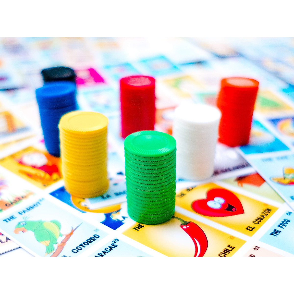 Mexican Bingo Game Kit - Bilingual Game for 10 Players - Includes 1 Deck of Cards and Boards - with 140 Bingo Chips - for The Entire Family - Great for Learning Spanish