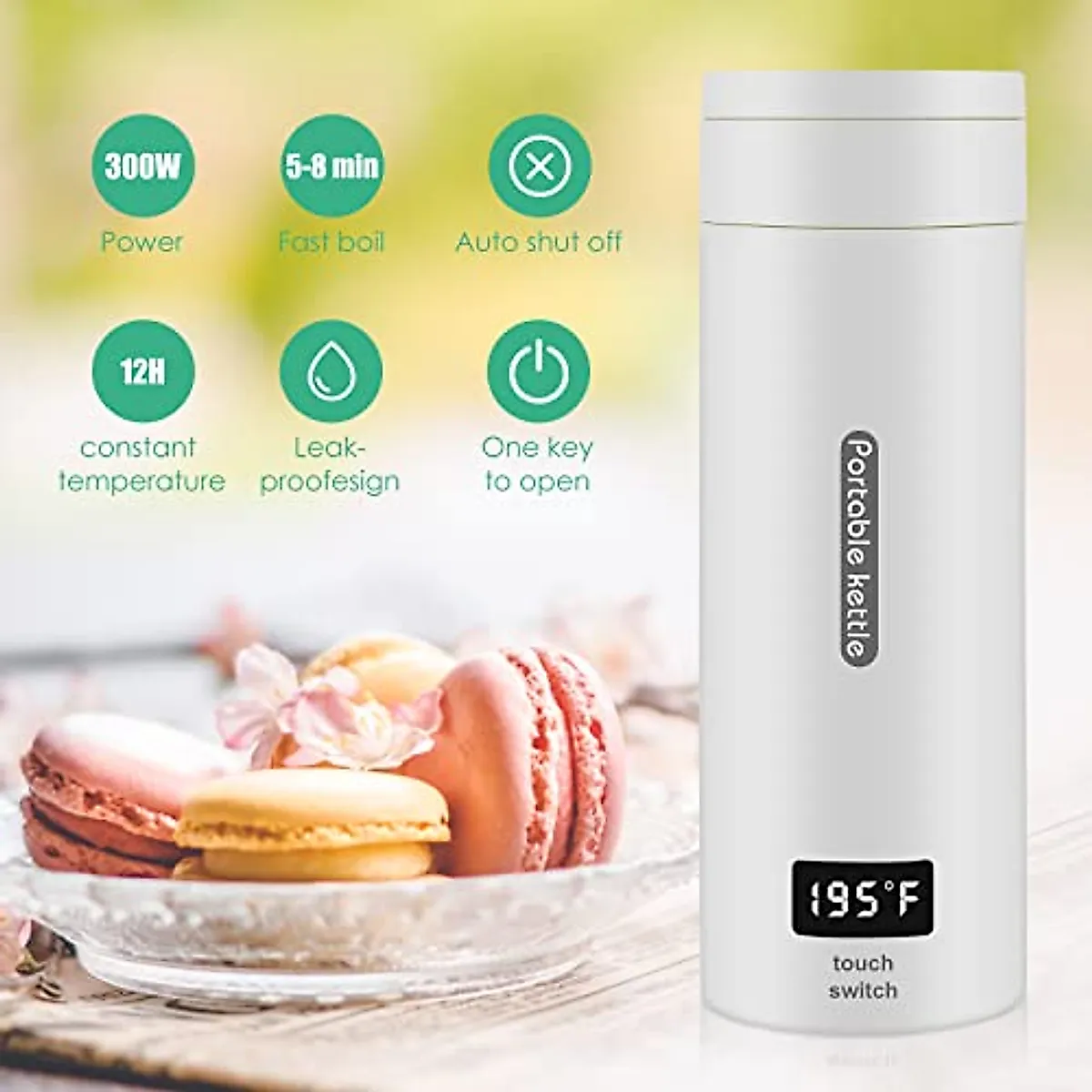 𝗨𝗽𝗴𝗿𝗮𝗱𝗲𝗱 Travel Portable Electric Kettle,380ML Small Mini Coffee Tea Kettle,One Cup Hot Water Maker with Auto Shut-Off,304 Stainless Fast Water Boiler with Four-Speed Temperature Adjustment