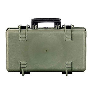 Monoprice Weatherproof Hard Case - 22in x 14in x 8in, OD Green with Customizable Foam, Shockproof, IP67