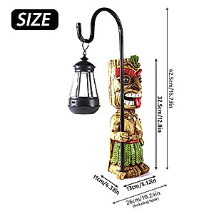 MIBUNG Upgraded Tiki Decor Garden Statue, Large Tiki Figurine with Solar Lantern Lights, Hawaiian Tropical Tiki Man Warrior, Tiki Dude, Tiki Torch, Outdoor Patio Yard Lawn Bar Party Beach Decoration