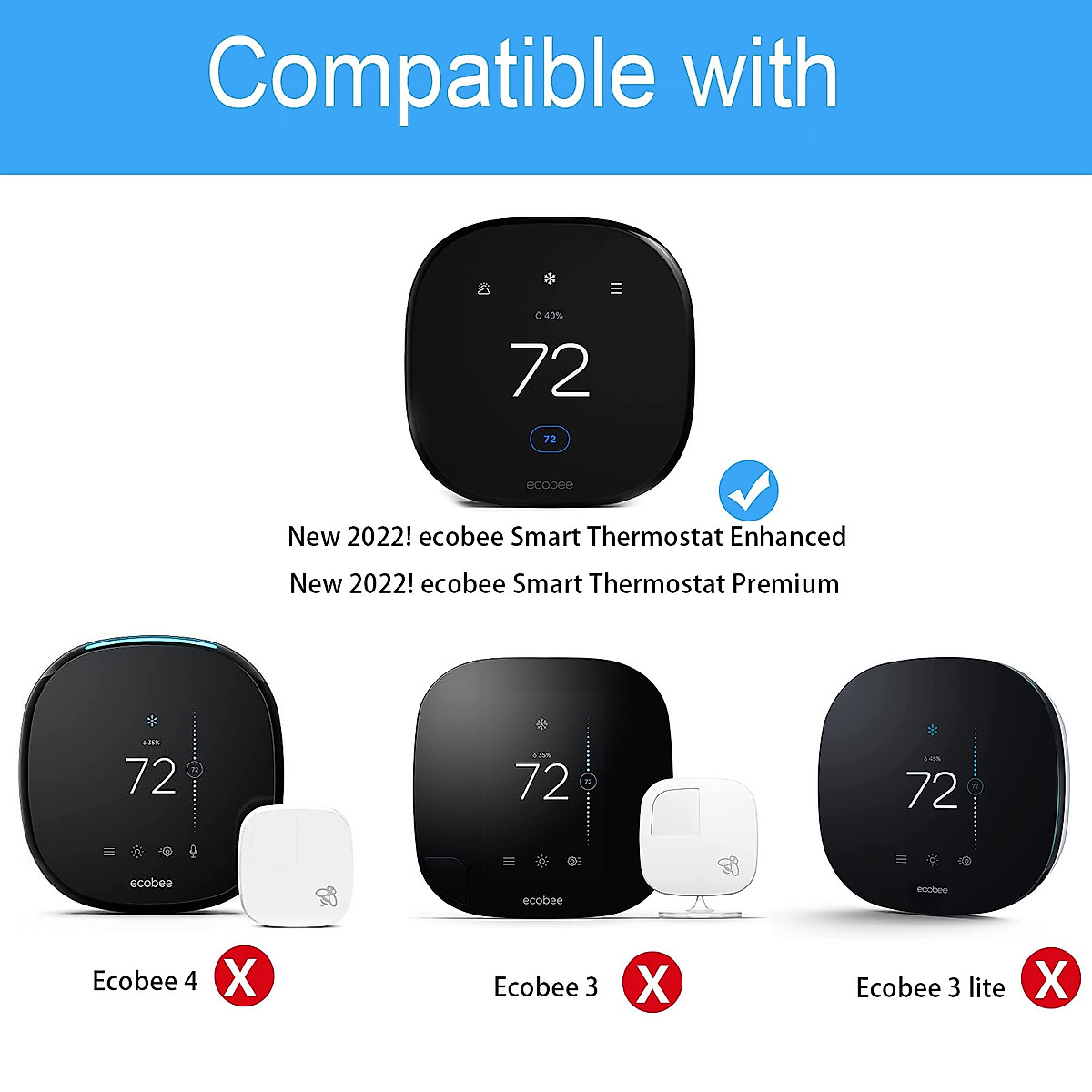 Wall Plate Bracket for New 2022! ecobee Smart Thermostat Premium New 2022! ecobee Smart Thermostat Enhanced