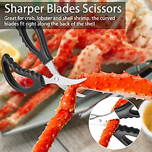 suoundey Seafood Cracker Tool Set With Lobster Sheller Stainless Steel Crab Crackers Crab Leg Fork Seafood Scissors And Storage Bag, Crab Leg Pick Utensils Set Crab Eating Tools (9Pcs)