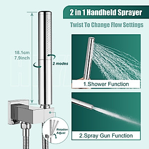 Heyalan Shower System Square Rain Shower System Head Shower Faucet Fixture 2 in 1 Handheld Shower Sprayer Rough in Valve Wall Mount Bathroom Rainfall Combo Set High Pressure,10 Inch,Polished Chrome