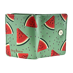 Shag Wear Small Watermelon Fruit Wallet for Women and Teen Girls Vegan Faux Leather 4.5" Green