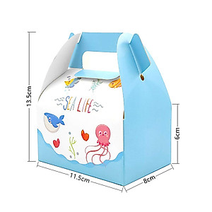 20 Piece Small Size Candy Box for Kids Sea Ocean Life Animals Fish Whale Crab Octopus Party，Cake Treat Gift Box Candy Cookie Containers Goodie Bag，Baby Shower Party Decoration Party Favor Supplies