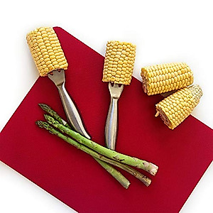 Corn on the Cob Skewers - Set of 2 - Stainless Steel Corn on the Cob Holders Set, Sweetcorn Holders with a Secure Triple-Pronged Corn Holder & Study Ergonomic Handle - by Jean Patrique