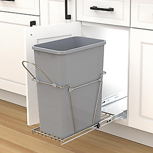 Single Pullout Trash Can for Under Kitchen Cabinets Include Single 35QT Trash Bin Doesn't Include Door Fittings, Bottom-Mount Recycling Bin